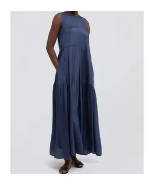 Aspesi Sleeveless Tiered Maxi Dress - Blue