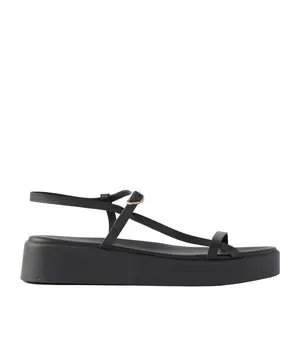 ANCIENT GREEK SANDALS Politia Leather Platform Sandals - Black