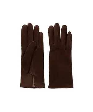 Nour Hammour Suede Gloves With Knitted Lining - Brown