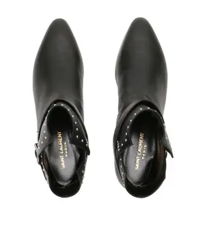 Saint Laurent Logo Studded Ankle Boots