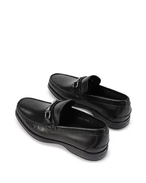 FERRAGAMO Leather Horsebit Loafers - Black