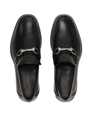 FERRAGAMO Leather Horsebit Loafers - Black