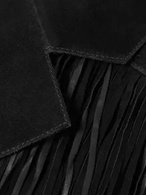Rixo Darragh Fringed Double-breasted Suede Jacket - Black