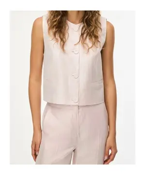 IBLUES Wet-look Linen-blend Satin Gilet