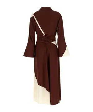 Alberta Ferretti Belted V-neck Dress