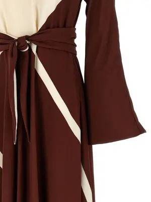 Alberta Ferretti Belted V-neck Dress