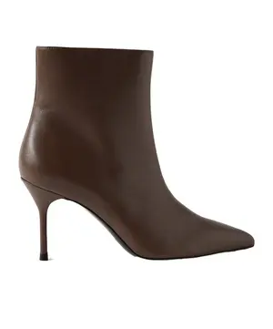 Staud Sebastian Leather Ankle Boots With Stiletto Heel - Truffle
