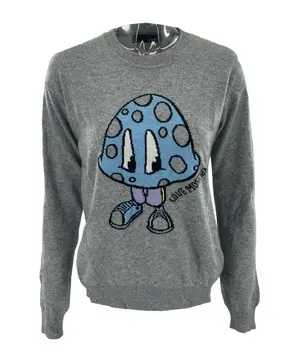 Moschino Round Neck Long Sleeve Sweater - Gray