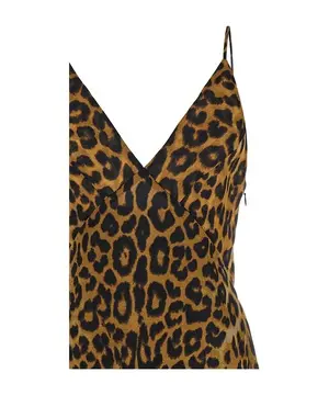 Alberta Ferretti Leopard Print V-neck Maxi Dress