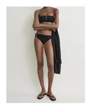 TOTEME Ribbed Strapless Bikini Top With Silver Buttons