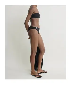 TOTEME Ribbed Strapless Bikini Top With Silver Buttons