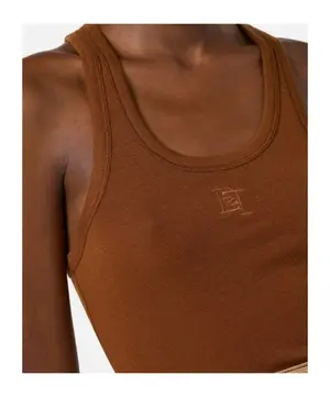 Elisabetta Franchi Logo Racerback Tank Top - Leather