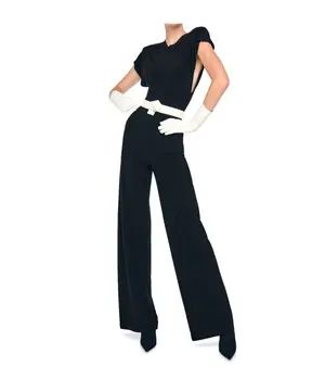 Norma Kamali Cap Sleeve Shoulder Pad Jumpsuit
