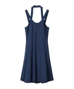 Emporio Armani Halterneck Midi Dress With Jacquard Detail - Blue