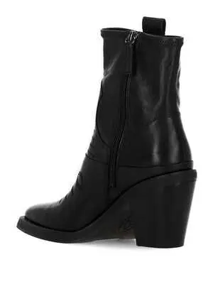 Ash Square Toe Ankle Boots With Block Heel
