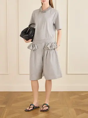Dries Van Noten Ruffled Cotton Knit Shorts
