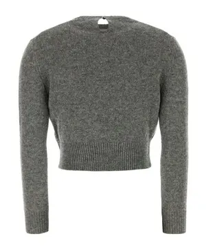 JIL SANDER Cropped Crew Neck Knitted Sweater - Grey