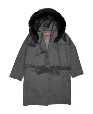 Max Mara Wool Blend Coat With Fur Trimmed Hood