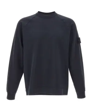 Stone Island Logo Patch Cotton Sweatshirt - Blue