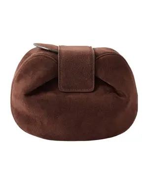 Gabriela Hearst Soft Demi Suede Clutch - Brown
