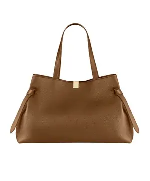 Yuzefi Double-handled Textured Leather Bag - Brown