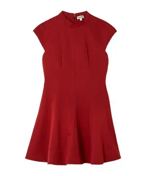 Staud Ellie Mini Dress With High Neck And Short Sleeves