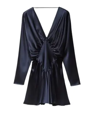 Versace Draped V-neck Mini Dress - Navy