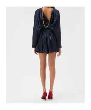 Versace Draped V-neck Mini Dress - Navy
