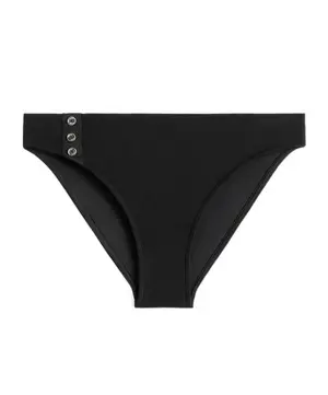 TOTEME Ribbed Button Bikini Bottom - Black