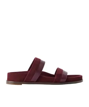 Gabriela Hearst Low Striker Paneled Leather Sandals - Red