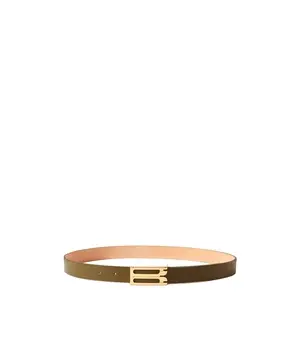 Victoria Beckham Leather Belt With Gold Buckle - Nude