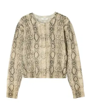 FRAME Snake Print Cashmere Cardigan