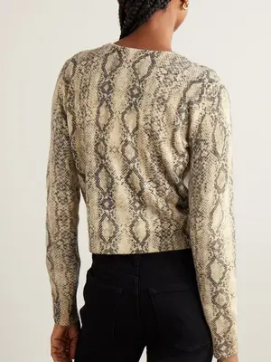 FRAME Snake Print Cashmere Cardigan