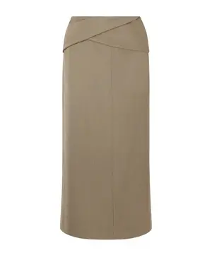 Victoria Beckham Belted Wool-blend Twill Midi Skirt