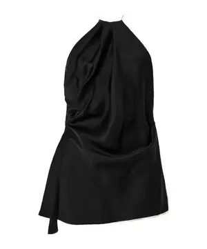 Victoria Beckham Gathered Satin Top With Chain Embellishment