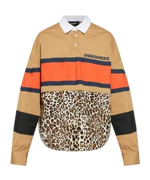 Dsquared2 Panelled Print Polo Shirt