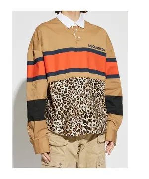 Dsquared2 Panelled Print Polo Shirt