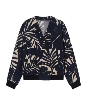 Emporio Armani Printed V-neck Shirt Jacket - Black