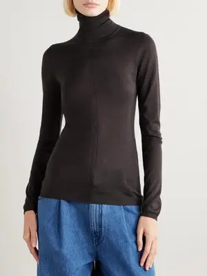 Gabriela Hearst Steinem Cashmere And Silk-blend Turtleneck Sweater - Black