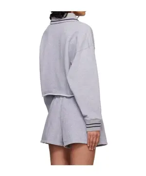 Off-White Logo Print V-neck Cropped Sweatshirt - Grey