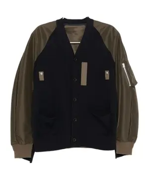 Sacai V-neck Paneled Cardigan - Black