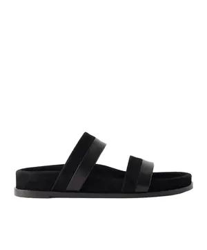 Gabriela Hearst Low Striker Paneled Leather Sandals - Black