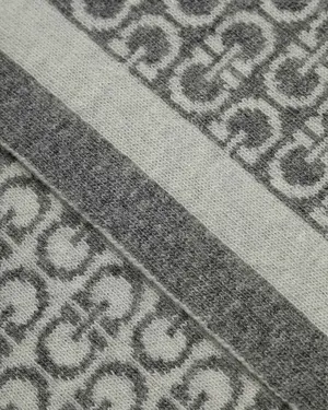 FERRAGAMO Logo Knitted Scarf - Gray
