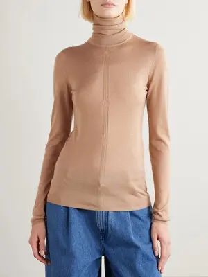 Gabriela Hearst Turtleneck Sweater In Cashmere And Silk-blend - Nude