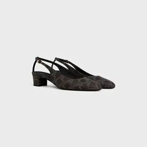 Celine Triomphe Coated Fabric Slingback Pumps