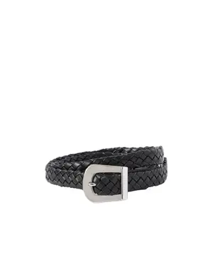 Gabriela Hearst Woven Leather Belt With Silver-tone Buckle - Black