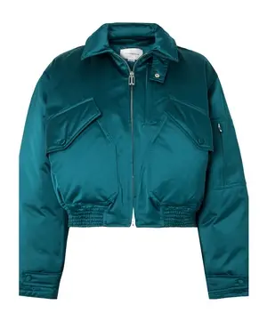 Victoria Beckham Padded Cotton-blend Sateen Bomber Jacket - Green