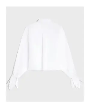 Celine Cropped Cotton Poplin Shirt With Embroidered Cuffs