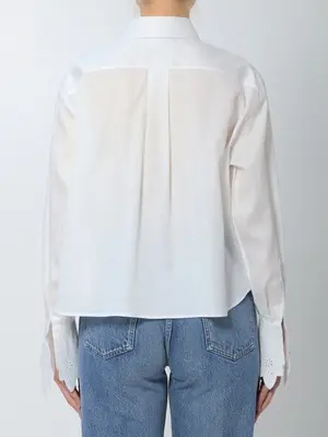 Celine Cropped Cotton Poplin Shirt With Embroidered Cuffs