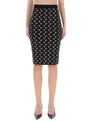 MARINE SERRE Moon-print Midi Skirt - Black